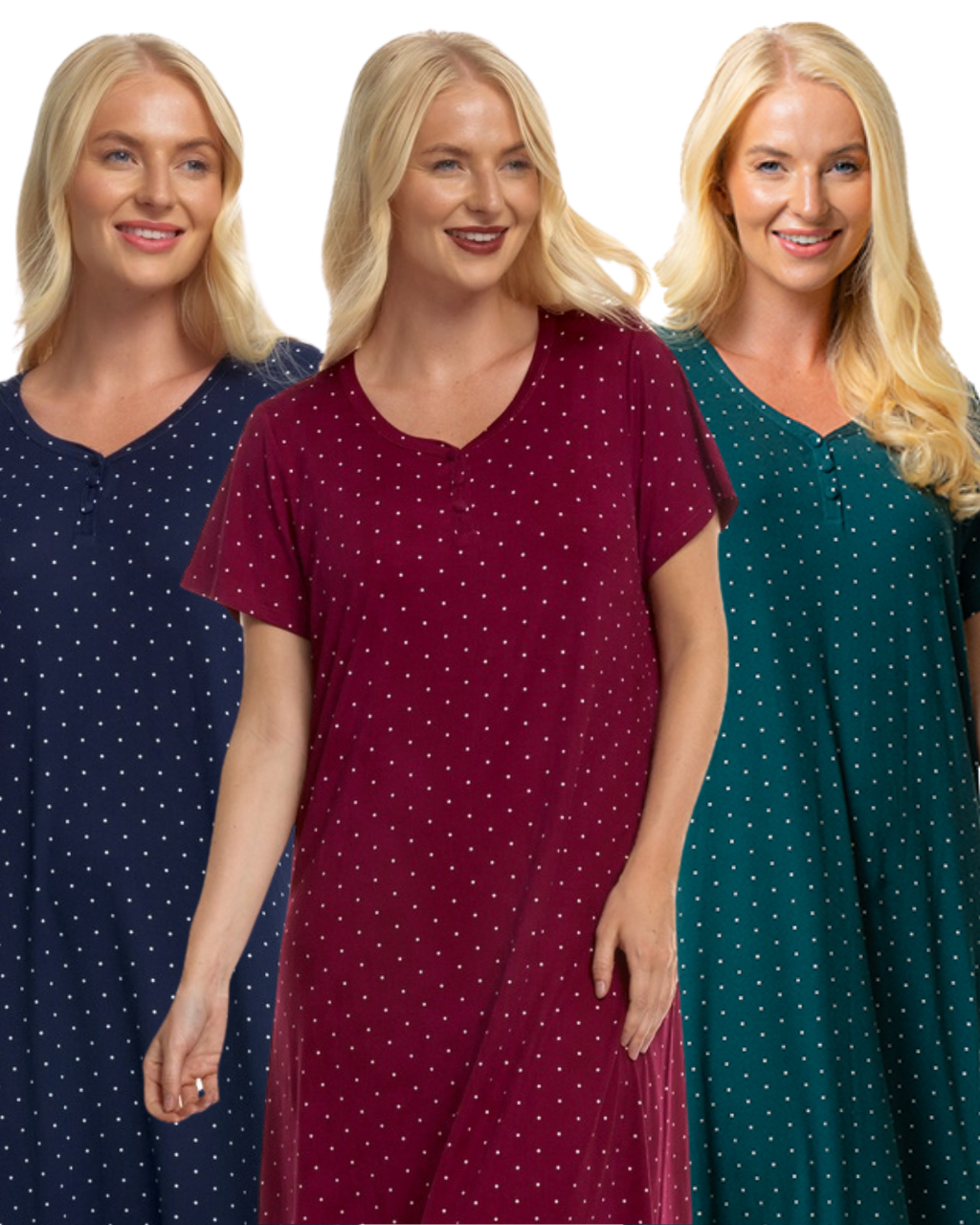 Luxury Soft Touch Long Length Jersey Spot Nightdress up to Larger Size ...