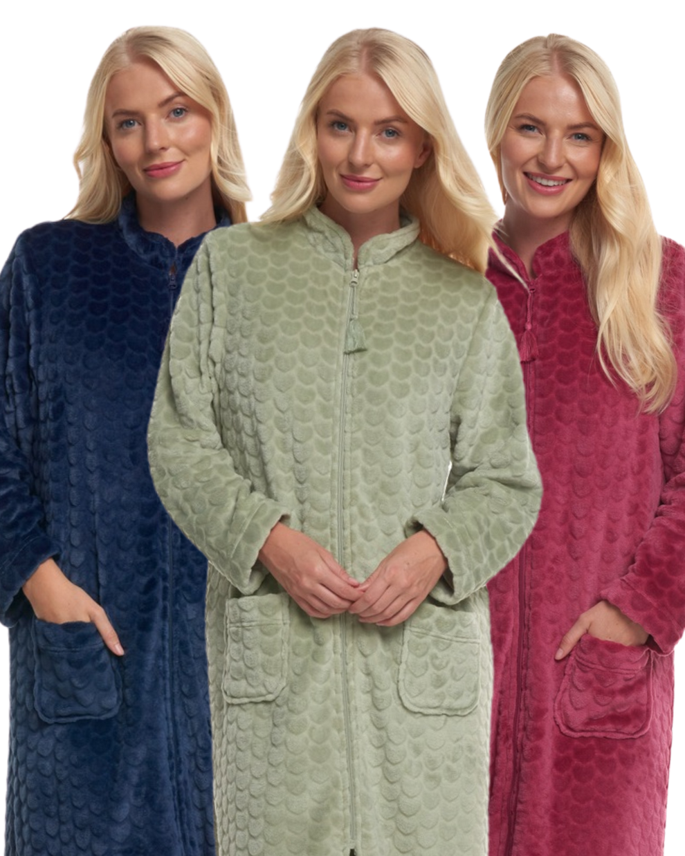Luxury Embossed Fleece Zip Dressing Gown – Suzy & Me Collection